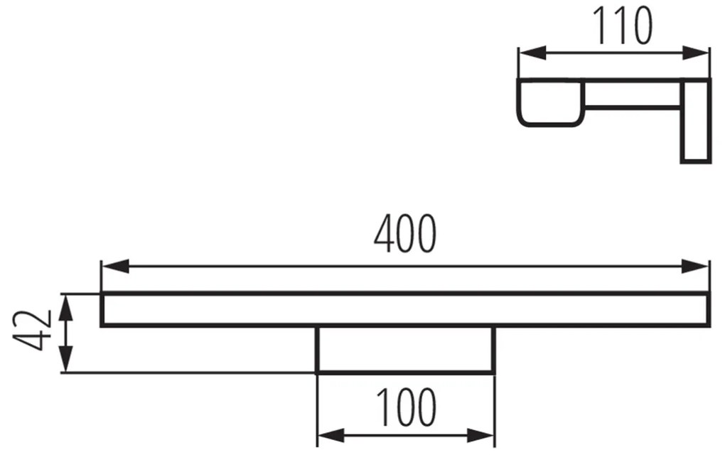 Sapho, ASTEN LED nástěnné svítidlo 8W, 400x42x110mm, černá matná, 26683