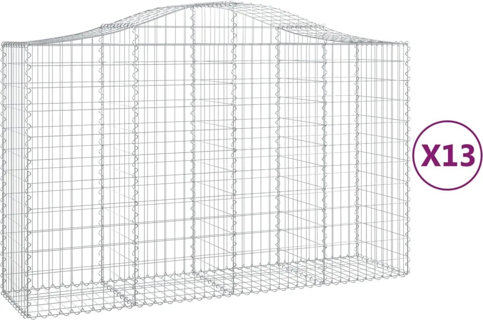 Klenuté gabionové koše 13ks 200x50x120/140cm pozinkované železo 3145672