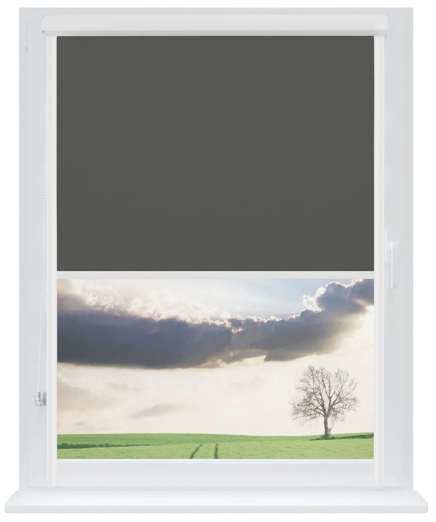 Dekodum Zatemňovací roleta v bílé kazetě, barva látky Graphite Šířka (cm): 78, Výška (cm): Balkonová (do 200 cm), Strana mechanismu: Levá