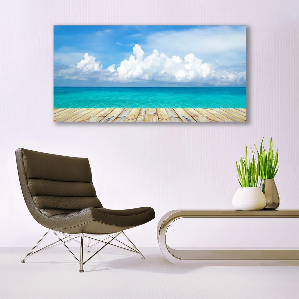 akrylový obraz Moře Mraky Molo Krajina 120x60 cm