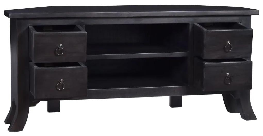vidaXL TV stolek kávově černý 100x40x45 cm masivní mahagonové dřevo