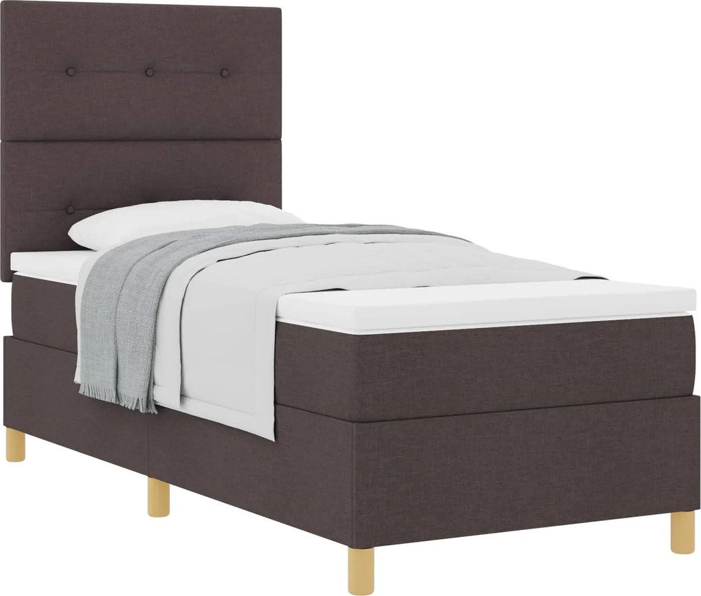 Postel s boxspringem s čelo Tmavě hnědá 80 x 200 cm textil 3339577