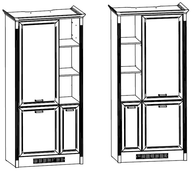 Kuchyňská skříň pro vestavnou lednici Jasmin, antracit/dub