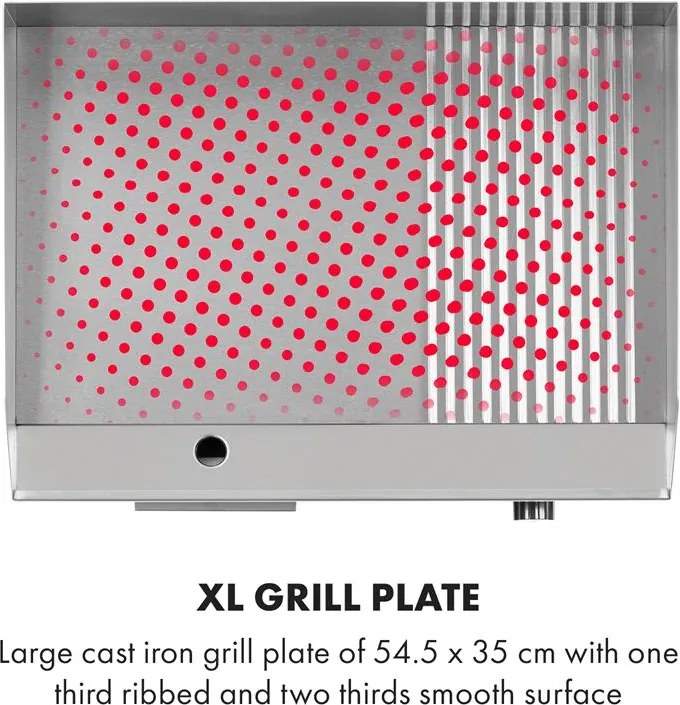 Klarstein Grillmeile 3000GR, elektrický gril, 3000 W, 54,5 x 35 cm, hladký/žebrovaný