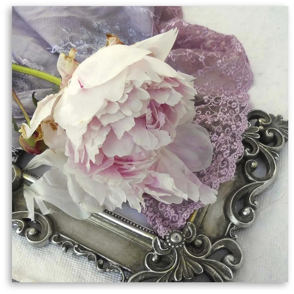 Obraz na plátně, Růžový květ ošumělý elegantní - 30x30 cm