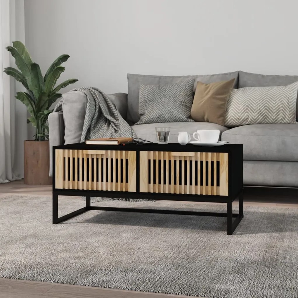 Konferenční Stolek Černý 80X40X35 Cm Kompozitní Dřevo A Železo - Černá