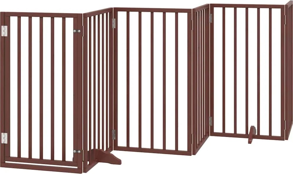 Zábrana pro psy s dvířky skládací 15 panelů hnědá 750 cm topol 3155552