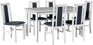 Nábytkáři ORFA MILENIUM 1 - jídelní set stůl+6 židlí (Max 5P+Boss 14 ) bílá (borovice andersen)/ NOVÁ látka tmavě šedá č.2B-Soro 97  - kolekce &quot;DRE&quot; (DM) (K150)
