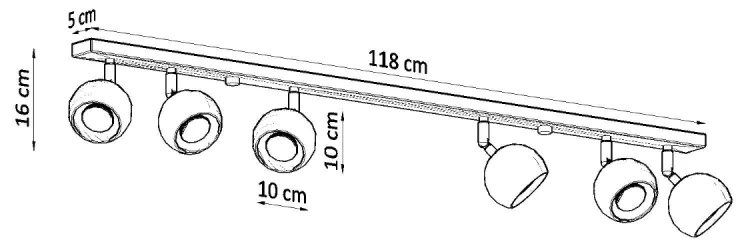 OCULARE 6L Stropní světlo, černá SL.0448 - Sollux