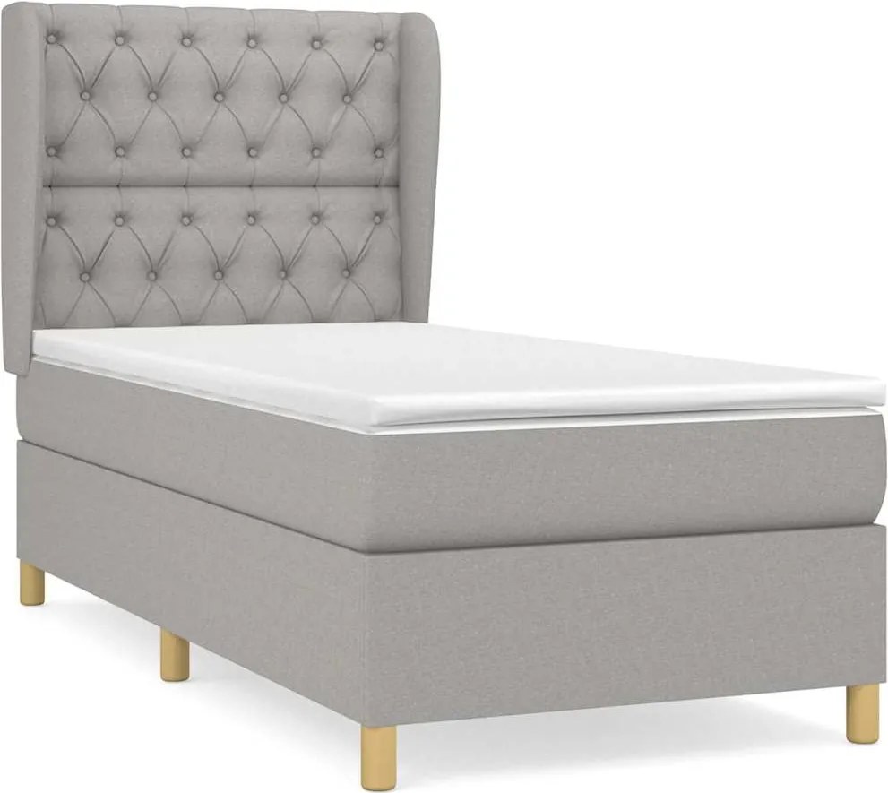 Box spring postel s matrací světle šedá 80 x 200 cm textil 3128717