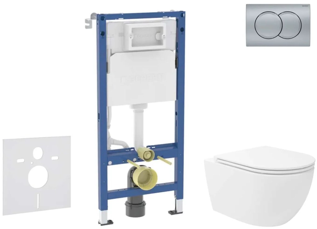 Geberit Duofix - Set předstěnové instalace, klozetu Oudee Vortex a sedátka softclose, tlačítko Delta01, matný chrom SANI11CA1157B