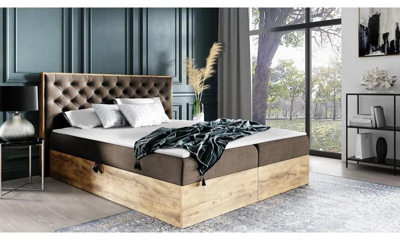 Kontinentální postel Madaris 3, Rozměr postele: 160x200, Barva:: dub wotan + Faro 14