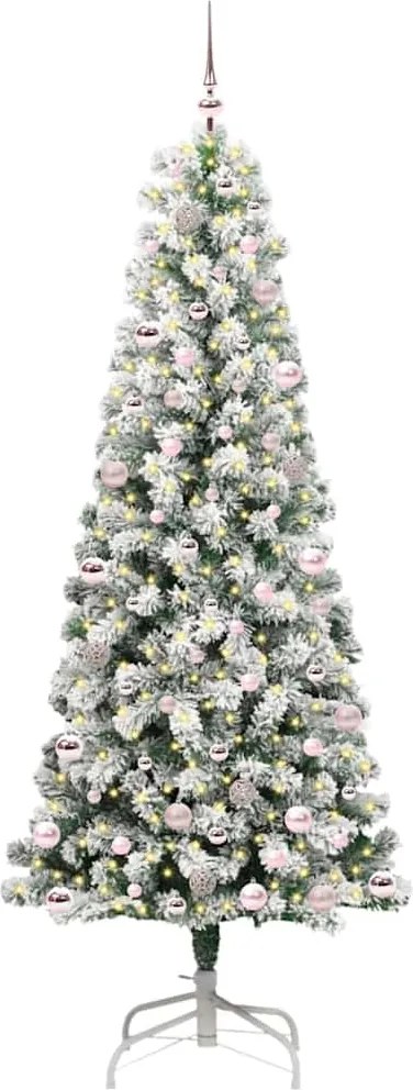 Umělý Skládací Vánoční Strom 300 LED Zelená a bílá 240 cm 3395615