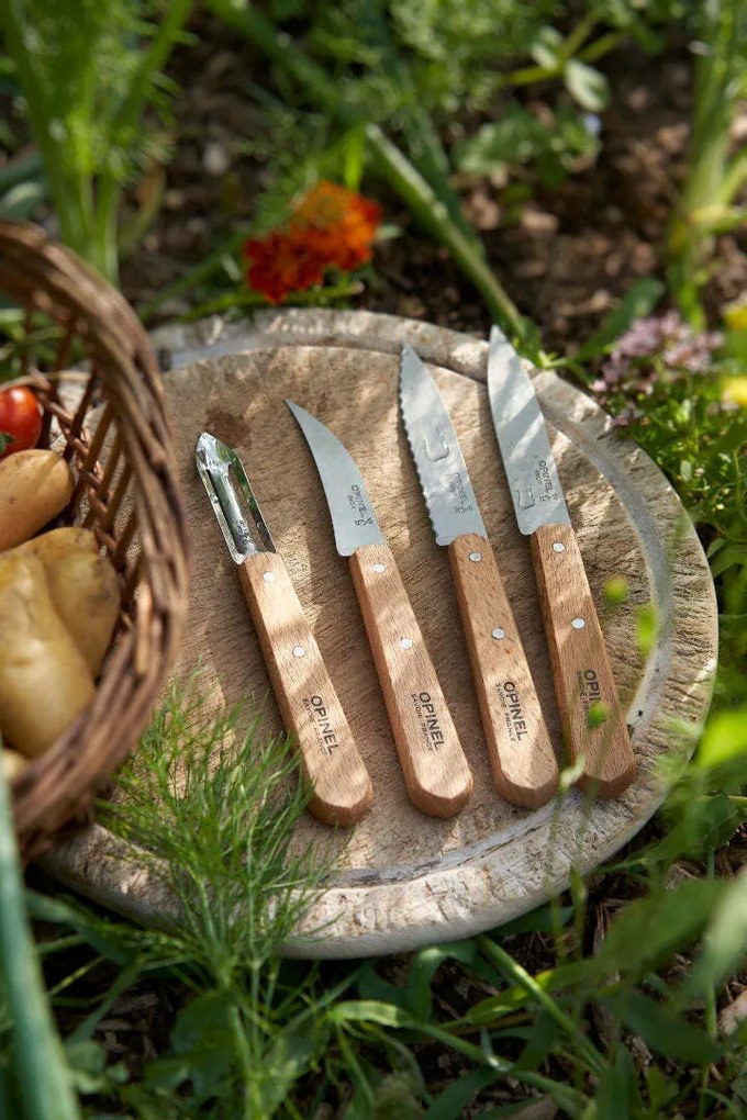 Opinel Les Essentiels Natural sada nožů a škrabky 4 ks, 001300