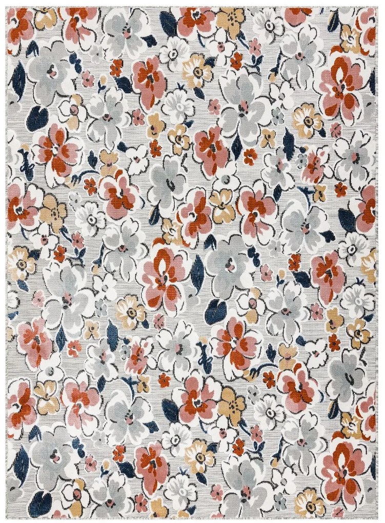 Dywany Łuszczów Kusový koberec Botanic 65239 flowers grey – na ven i na doma - 176x270 cm