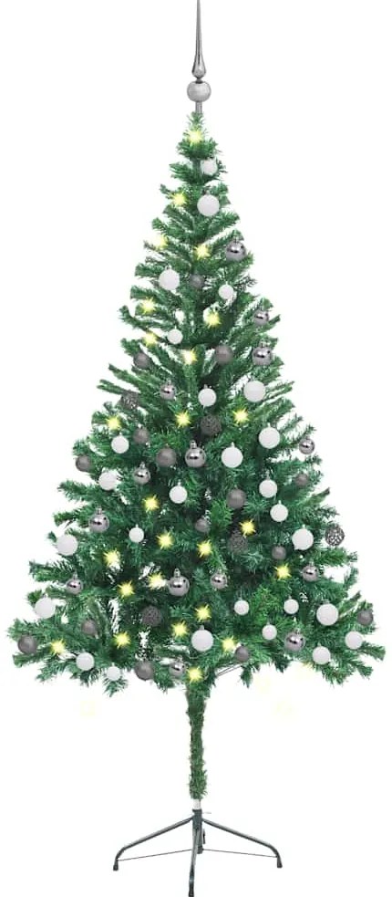 Umělý vánoční stromek s LED a sadou koulí 180 cm 564 větviček