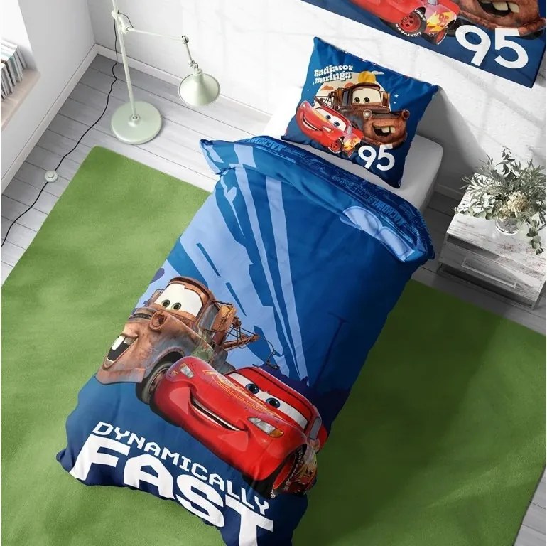 Carbotex Dětské povlečení Cars 3 Blesk Mcqueen a Bourák 140x200 + 70x90 cm