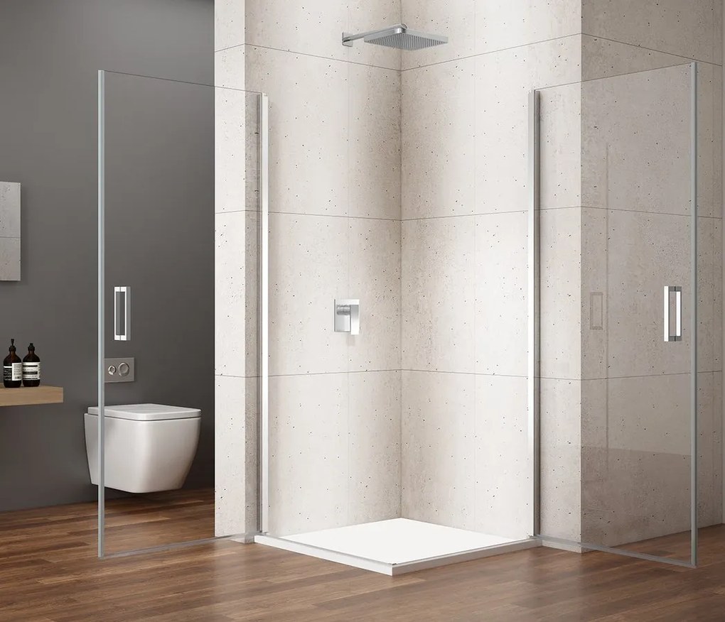 Gelco LORO čtvercový sprchový kout 90 x 90 x 200 cm rohový vstup jednokřídlé chrom čiré sklo GN4990-01