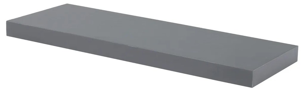 Nástěnná polička, šedá- vysoký lesk, 60 x 24 x 4 cm