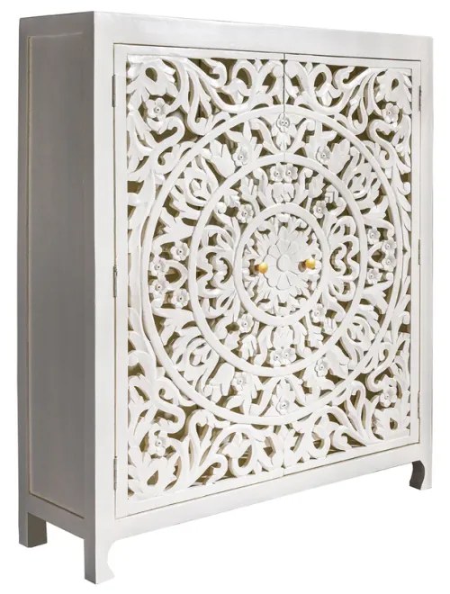 Massive home | Vysoká komoda MARRAKESCH 140cm bílé mangové dřevo