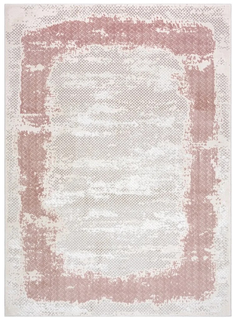 Dywany Łuszczów, Kusový koberec Core A004 Frame beige/pink, 180x270, růžová, chodba / předsíň