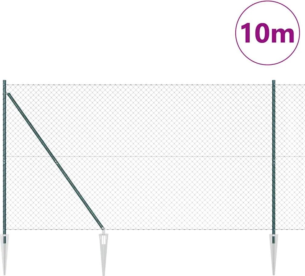 Řetězová plotová konstrukce s hroty 10 x 1,6 m Zelená Síťovina 3351153