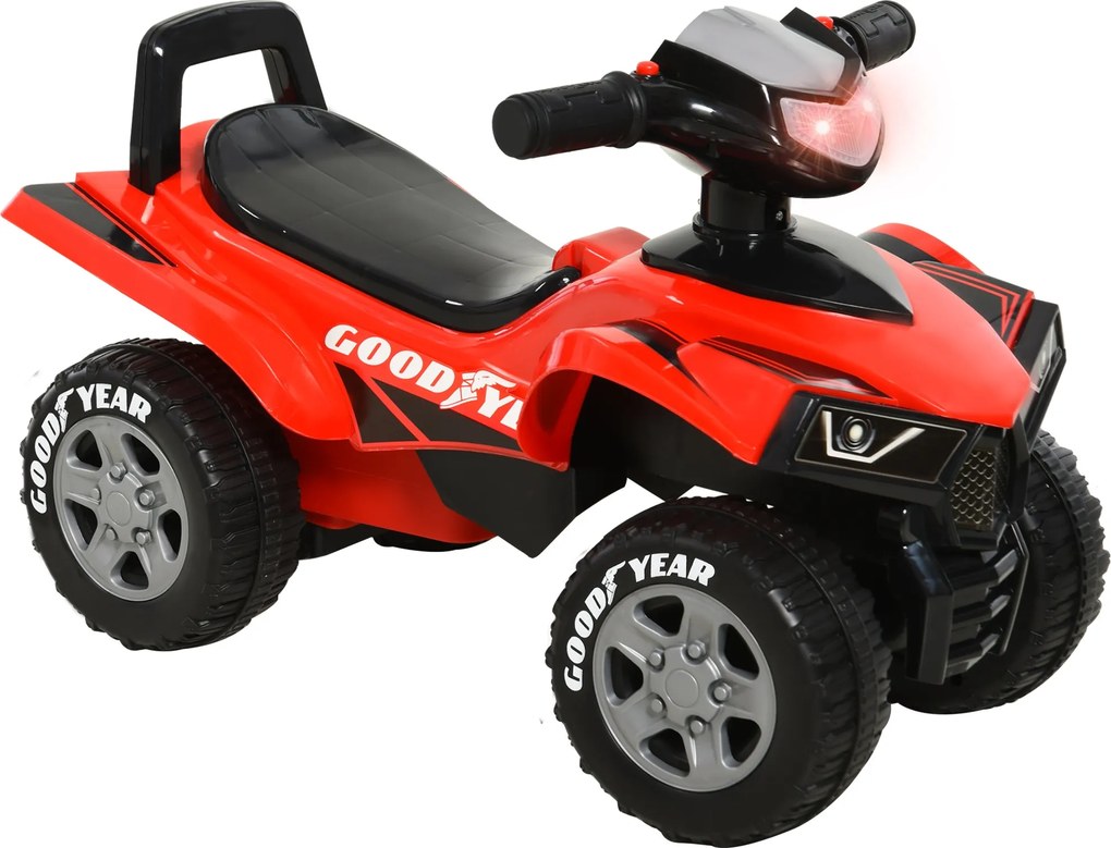HOMCOM Dětský čtyřkolka bez pedálů pro děti od 18 do 36 měsíců, ATV se světly, klaksonem a tajným úložným prostorem 60x31x42 cm Červená | Aosom