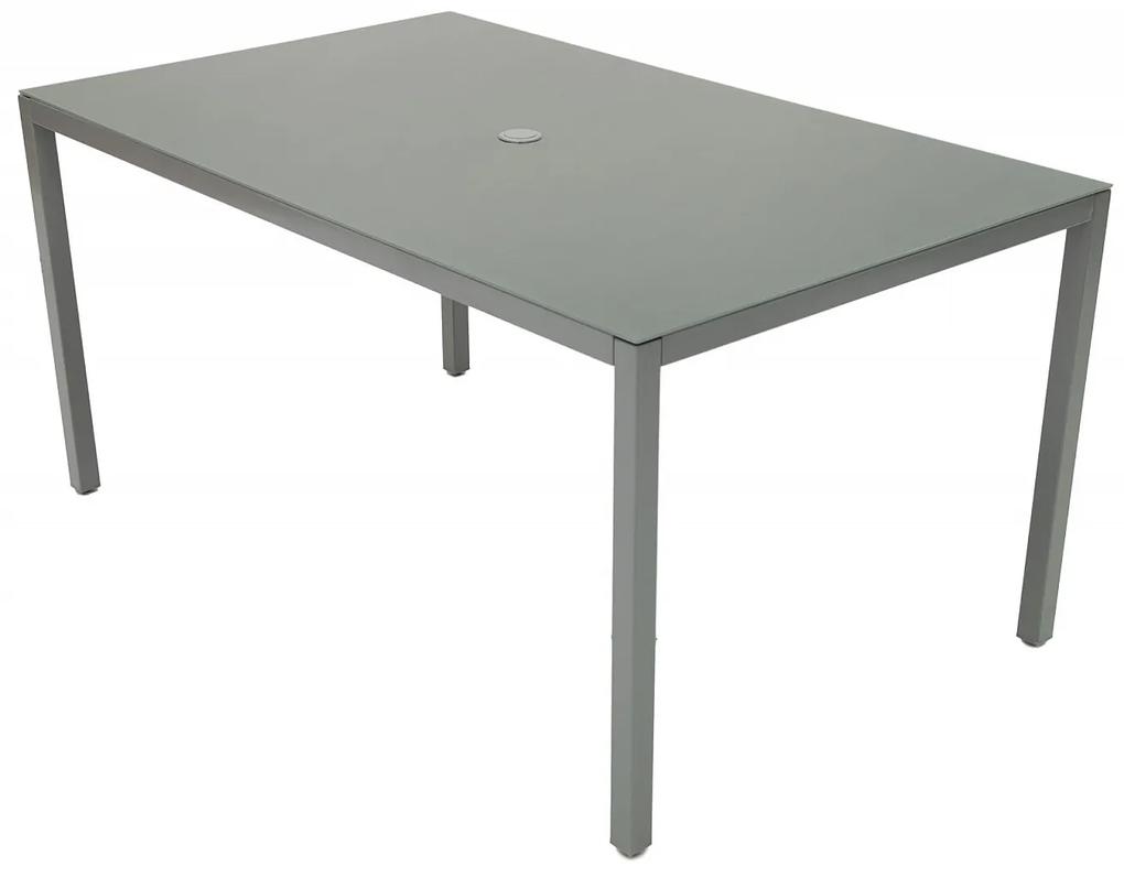 Kovový stůl se sklem DEO805 150 x 90 cm (šedý)