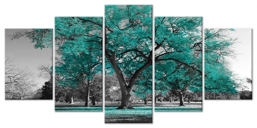Pětidílný obraz tyrkysová krajina + háčky a hřebíčky ZDARMA Velikost (šířka x výška): 100x50 cm