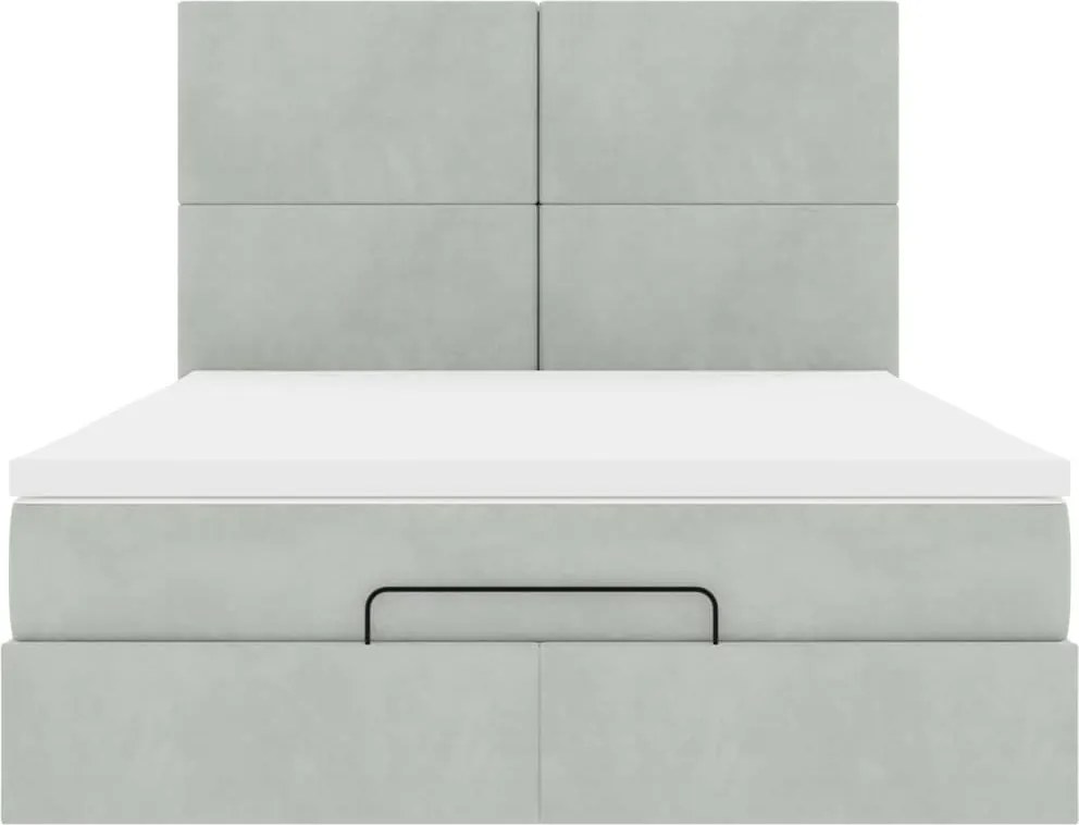Osmanský rám postele s matracemi světle šedá 140x200cm samet 3313403