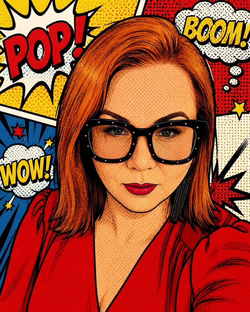 Foto obraz z vlastní fotky na plátno – Hravý komiksový Pop-Art styl