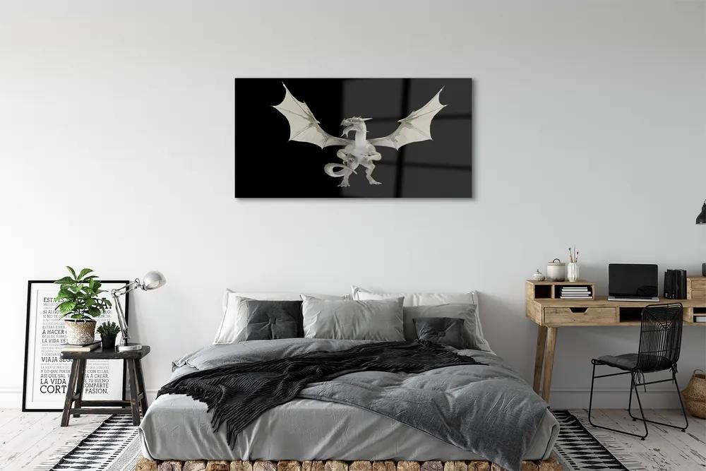 akrylový obraz bílý drak 125x50 cm