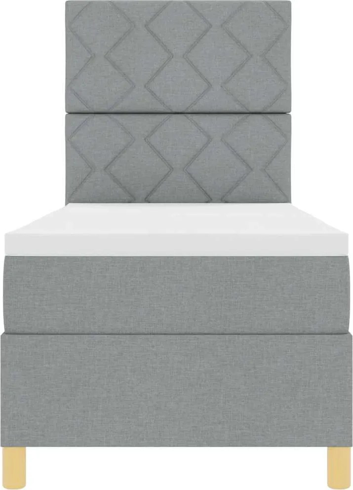 Postel s boxspringem s čelo Světle šedá 80 x 200 cm textil 3339651