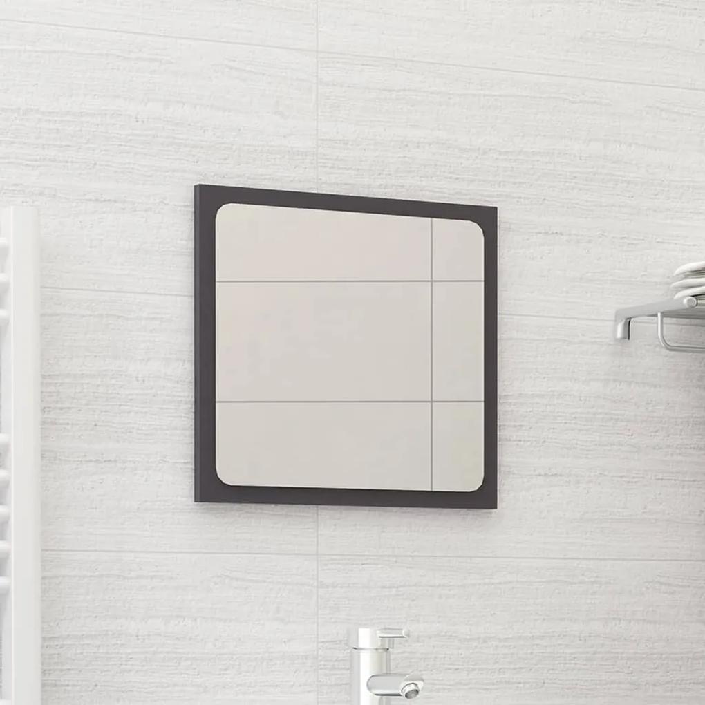 804605 vidaXL Koupelnové zrcadlo šedé vysoký lesk 40x1,5x37 cm dřevotříska