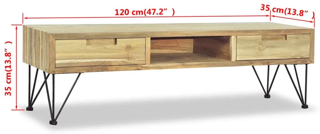 vidaXL Marketos TV stolek 120 x 35 x 35 cm masivní teak