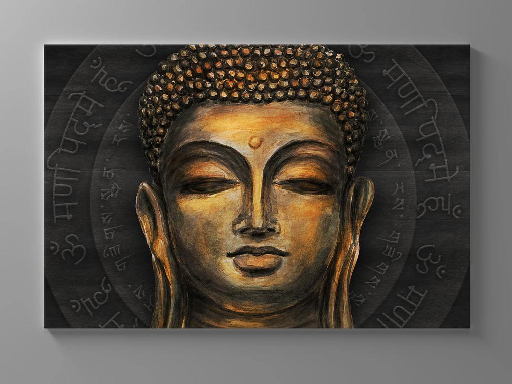 Liox Obraz zlatá hlava Buddhy Rozměr: 90 x 60 cm