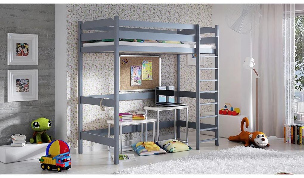 Dětská postel vyvýšená Samio Zp 004 - grafit, 90x200