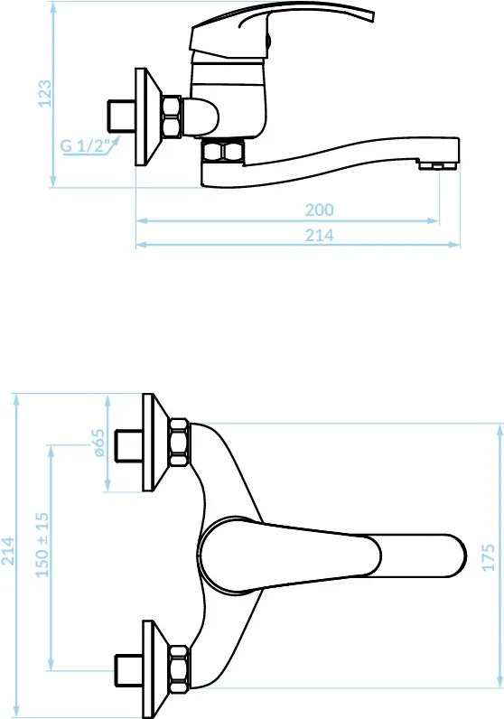 Kuchinox KAKADU, umyvadlová baterie nástěnná, bílá/chromová, LAV-BKK_650D