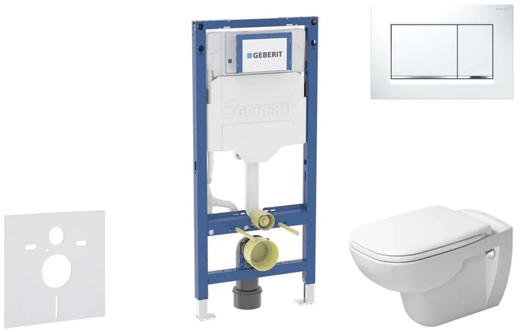 Geberit Duofix - Set předstěnové instalace, klozetu D-Code a sedátka softclose, tlačítko Sigma20, bílá/lesklý chrom SANI11CP3104
