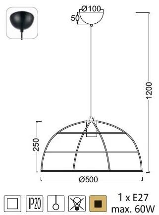 ACA DECOR Závěsné svítidlo PROMETHEUS, průměr 50 cm