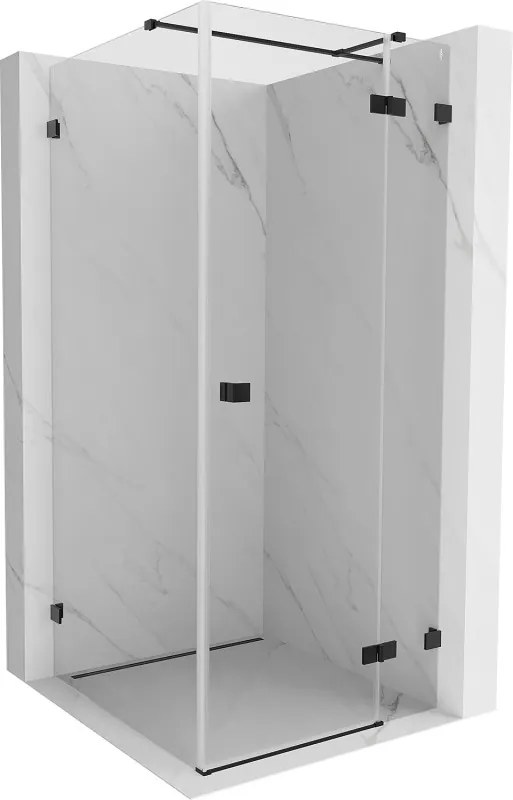 Mexen Lunar T výklopný sprchový kout pravý 120 x 120 cm, čiré sklo, černá matná, 834T-120-120-70-00-P