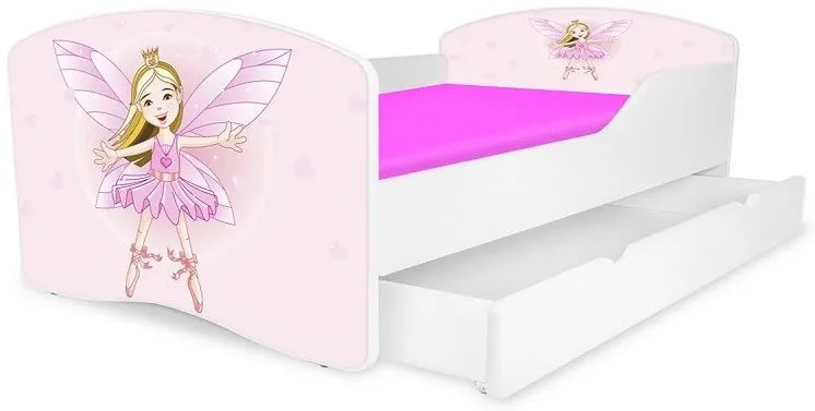 Dětská postel - Víla se šuplíkem - rainbow - 140 x 70 cm
