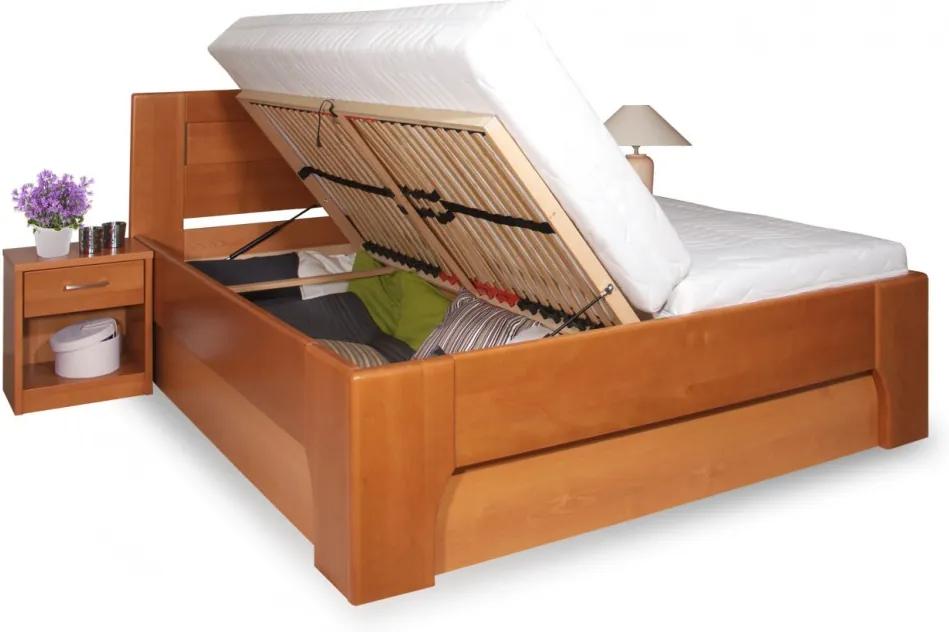 Manželská postel s úložným prostorem OLYMPIA 3. senior 160x200, 180x200, masiv buk, třešeň KOLACIA Design, 160x200 cm