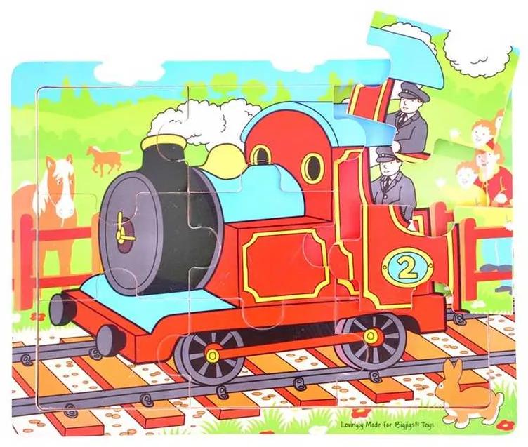 Bigjigs Toys Dřevěné puzzle vlak 9 dílků