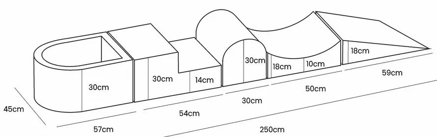 Krémové manšestrové pěnové hřiště 250x45x30 cm Montessori – Meowbaby