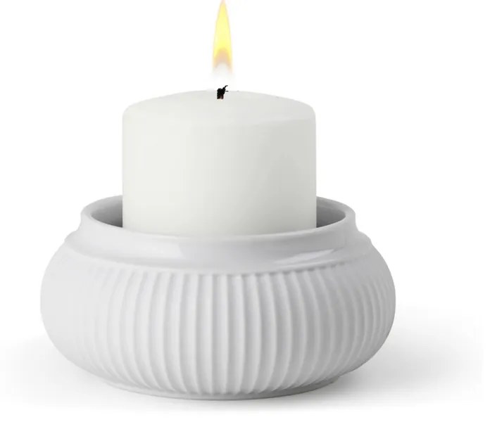 Svícen Curve Block Candle holder White 11 cm Lyngby Porcelaen