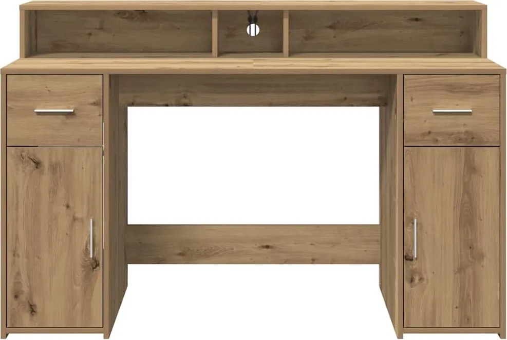 Psací stůl s LED dub artisan 140 x 55 x 91 cm kompozitní dřevo 3309428