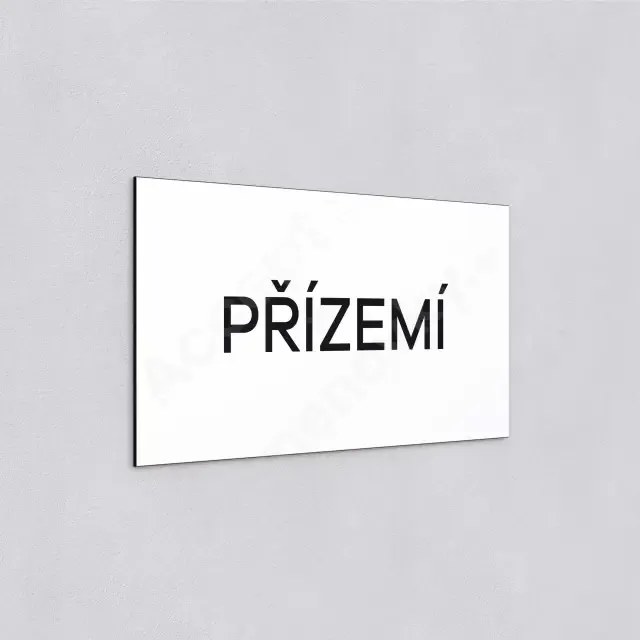 ACCEPT Označení podlaží "PŘÍZEMÍ" - stříbrná tabulka - černý popis