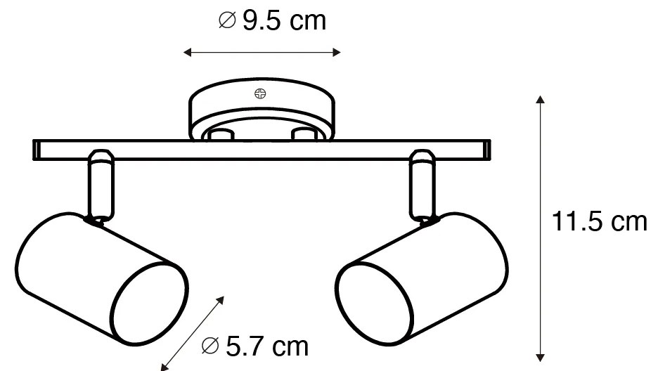 Moderní bodové svítidlo černé se dřevem naklápěcí 2-světlo - Jeana