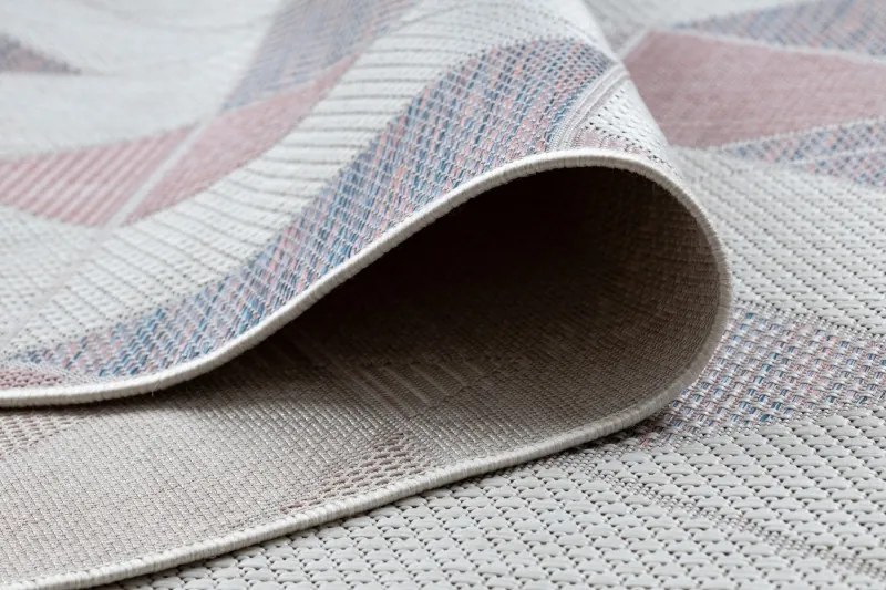 Dywany Łuszczów, Kusový koberec Sion Sisal Triangles B3006A ecru/pink – na ven i na doma, 160x220, růžová, chodba / předsíň